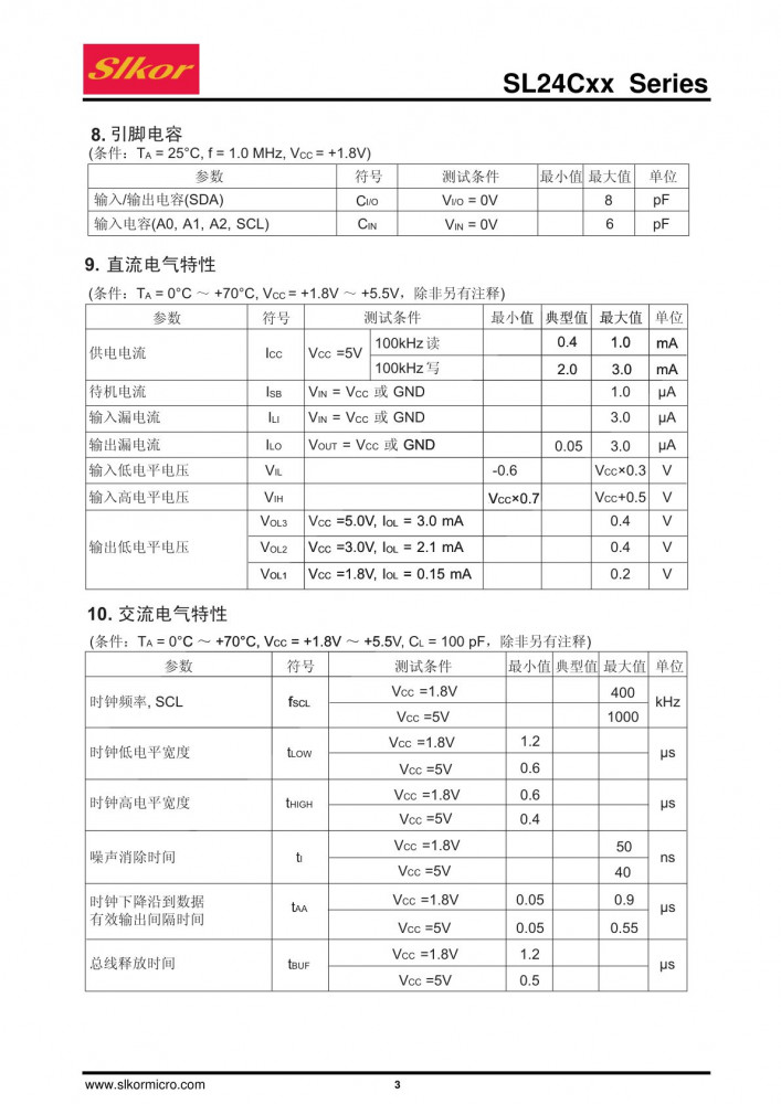 SL24C16D datasheet page 3