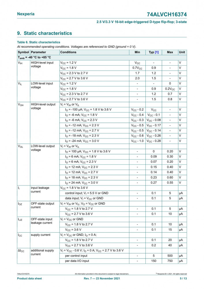 74ALVCH16374 datasheet page 5