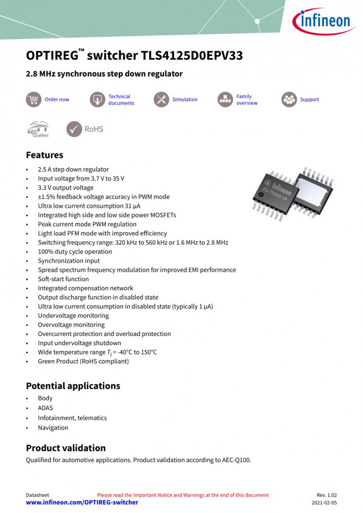 TLS4125D0EPV33 datasheet page 1