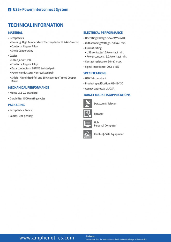 Amphenol USB+ Power technical document page 2