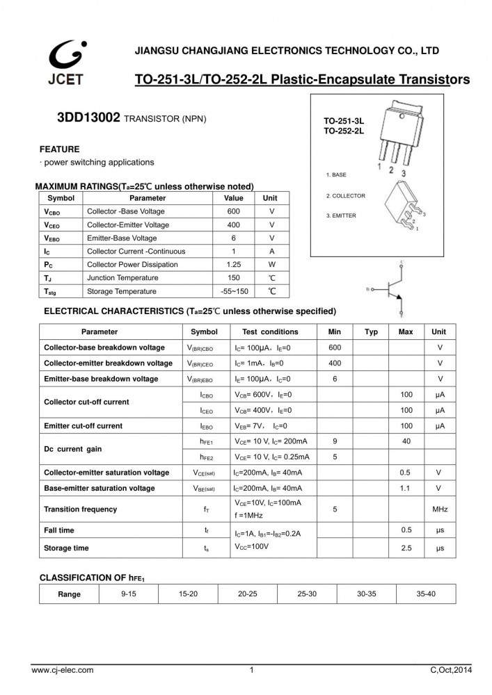 3DD13002 datasheet page 1