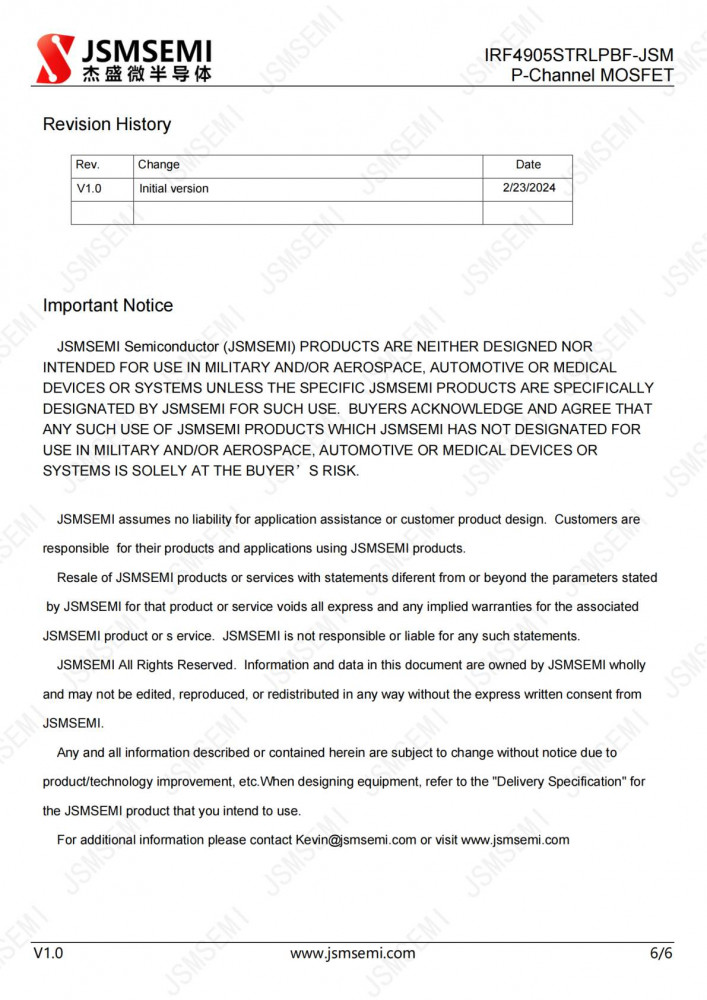 IRF4905STRLPBF-JSM datasheet page 6
