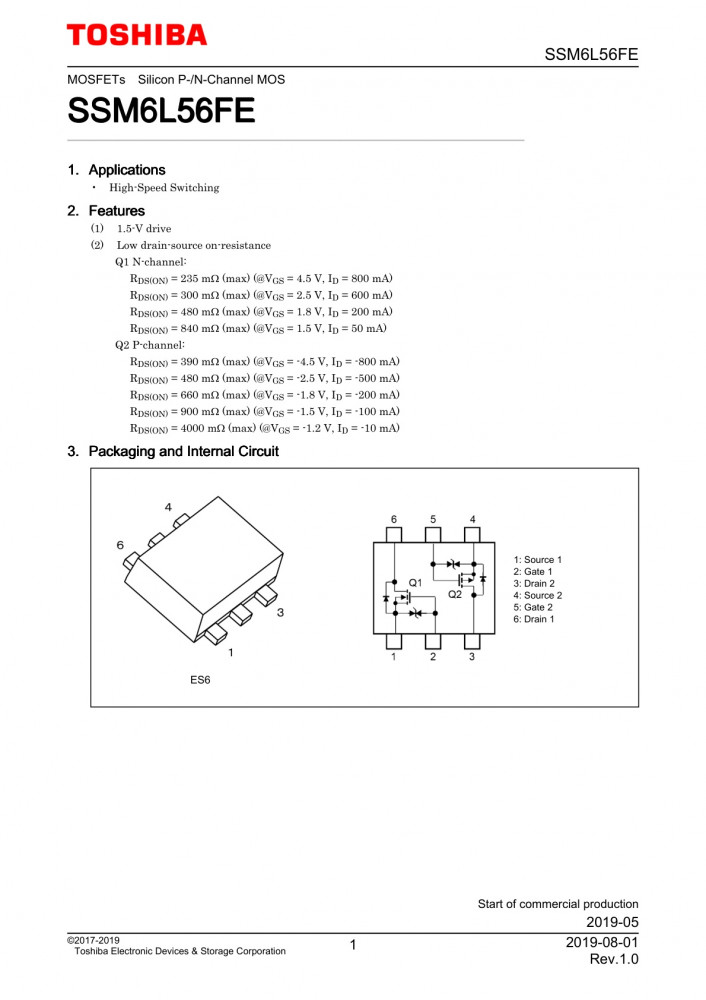 SSM6L56FE,LM datasheet page 1