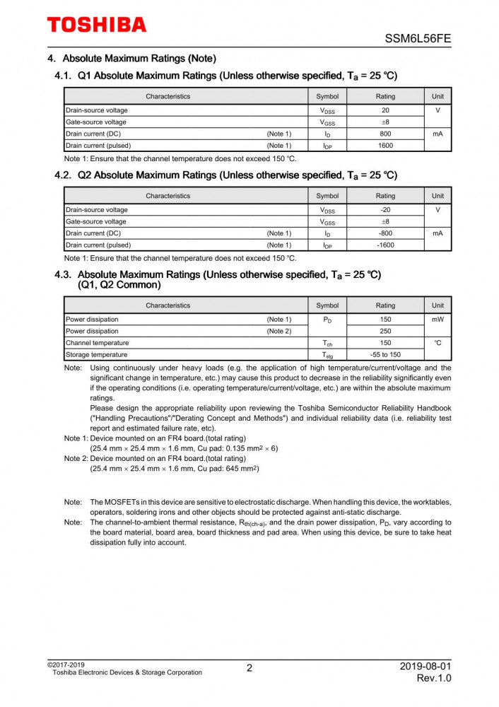 SSM6L56FE,LM datasheet page 2