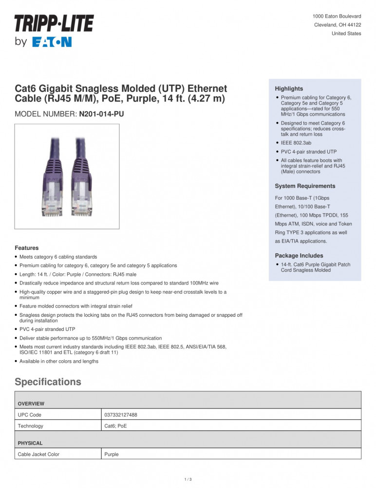 N201-014-PU technical document page 1