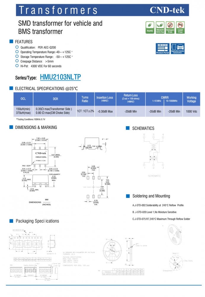 HMU2103NLTP-CND technical document page