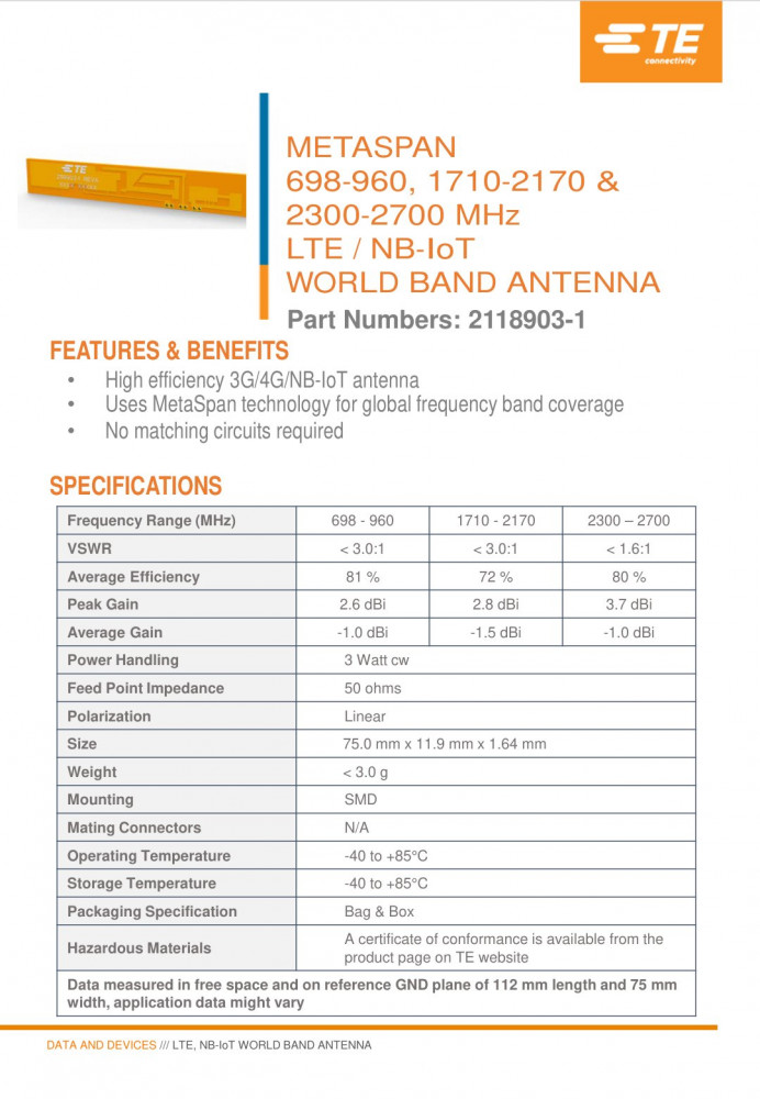 TE Connectivity antenna document page 1