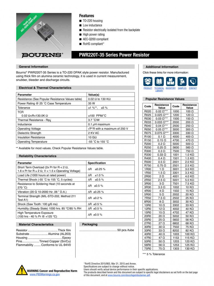 PWR220T-35 series datasheet page 1