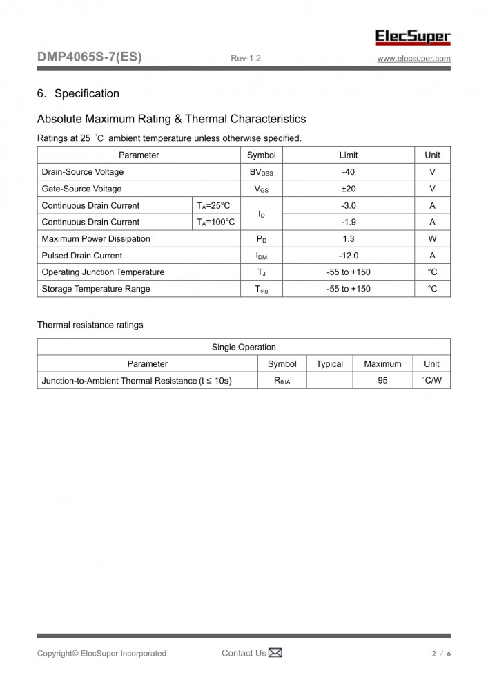 DMP4065S-7(ES) datasheet page 2