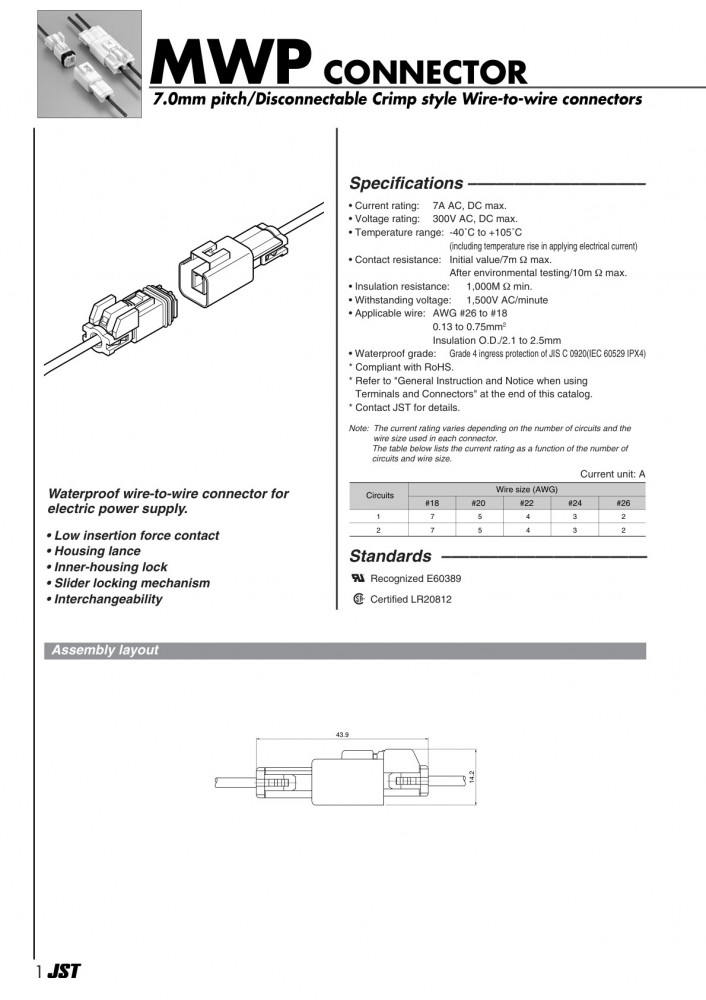 JST 02R-MWPV-SSRR technical datasheet page 1