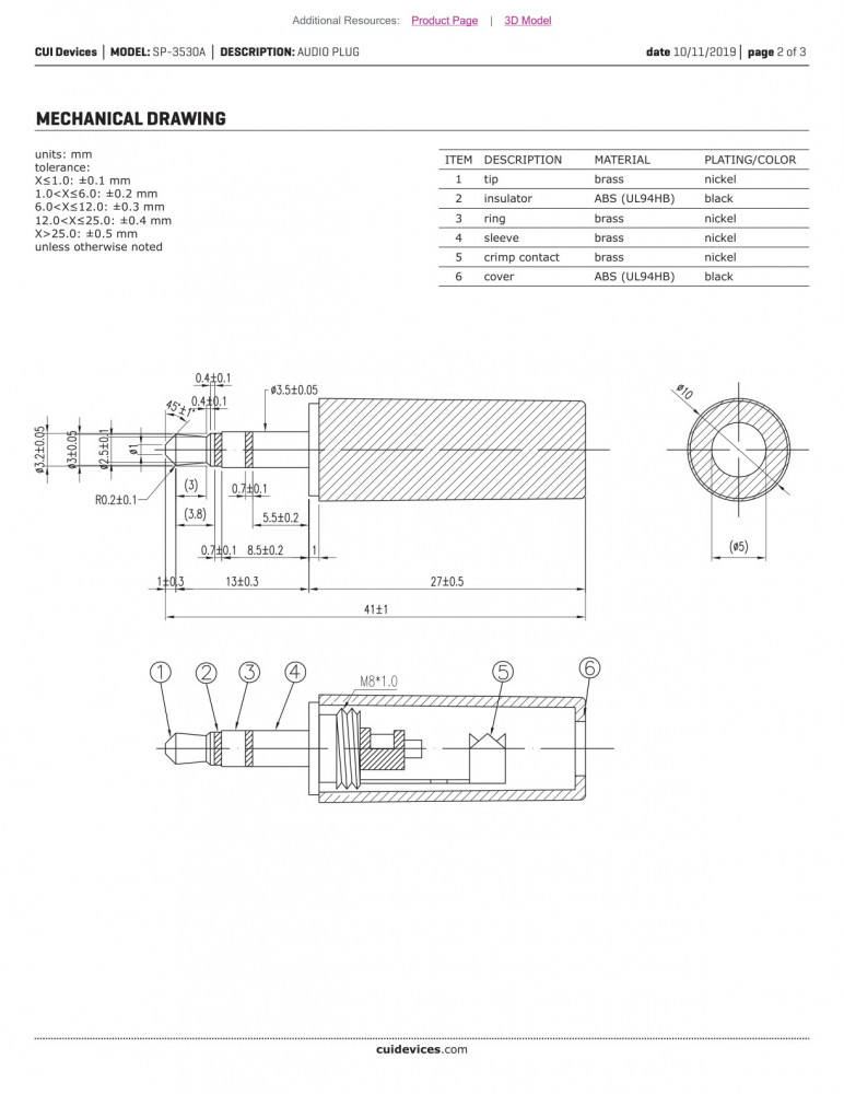 SP-3530A technical document page 2
