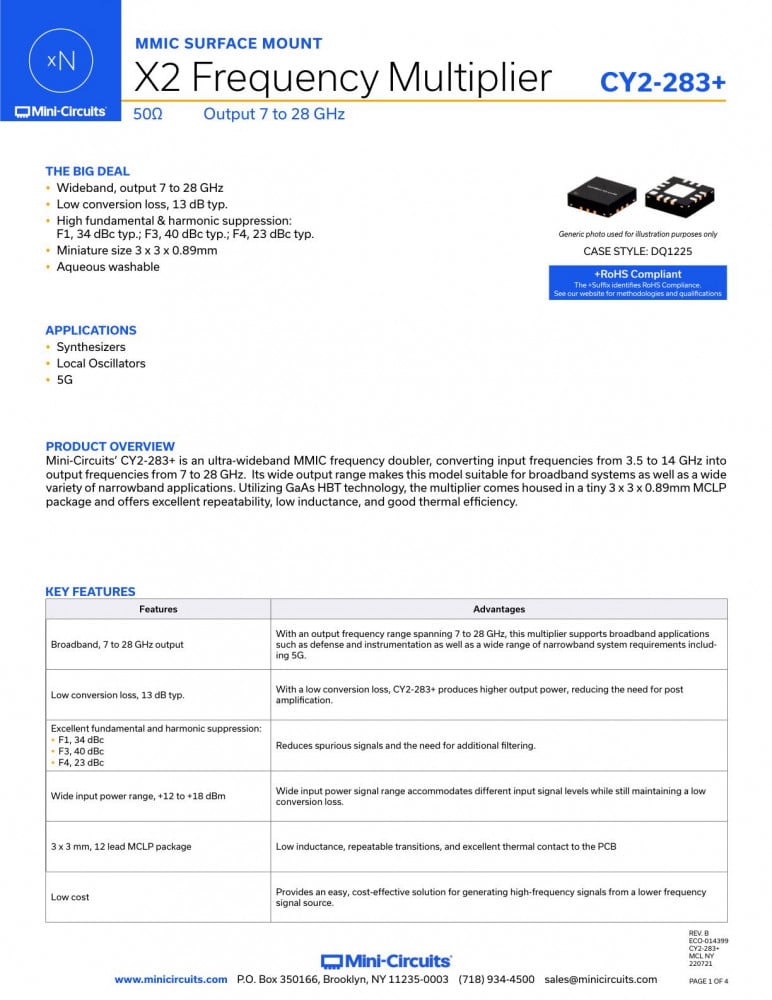 CY2-283+ datasheet page 1
