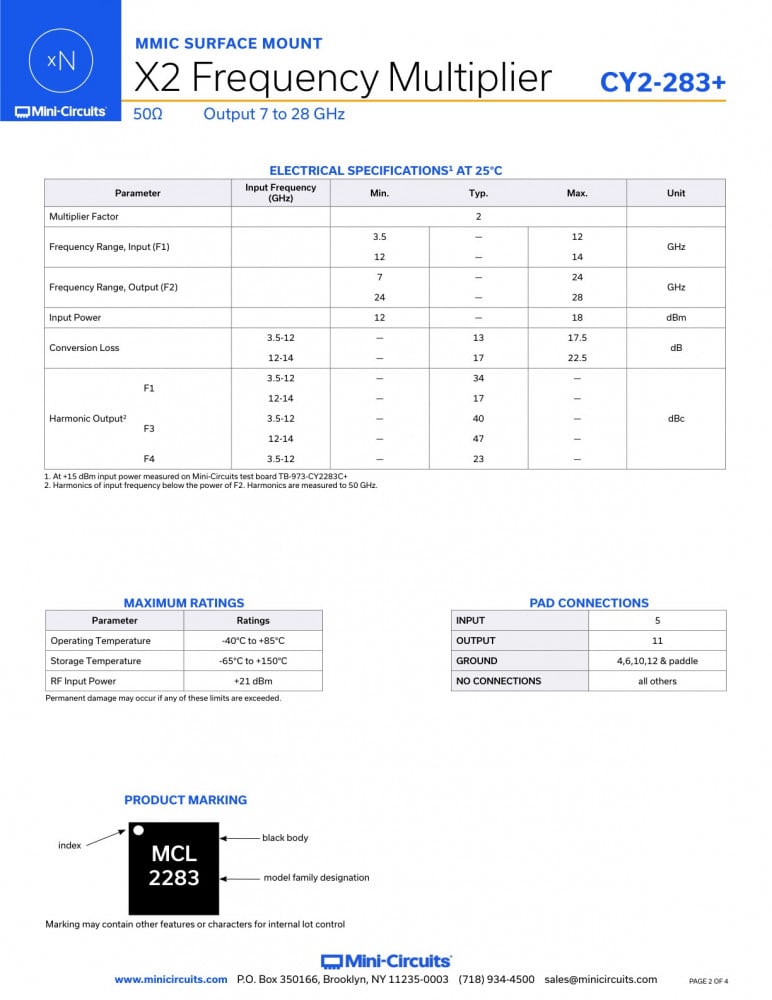 CY2-283+ datasheet page 2