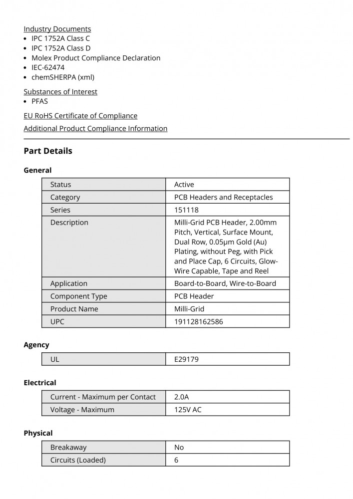 MOLEX Milli-Grid product specification page 2