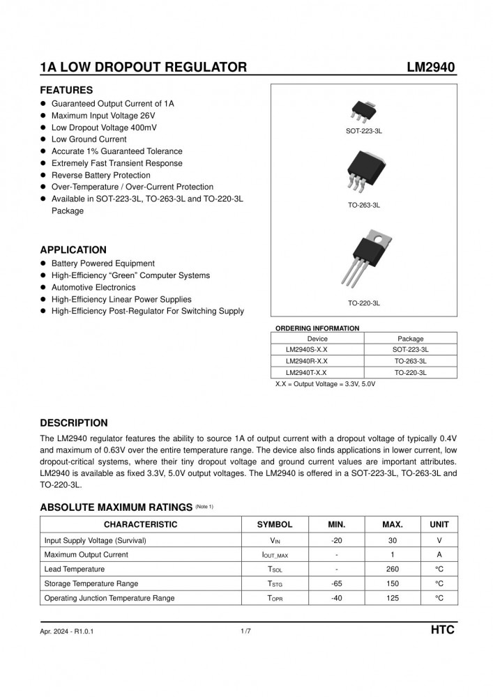 LM2940 datasheet page 1