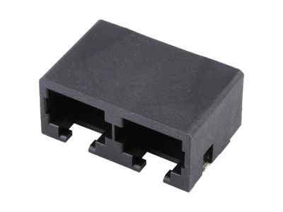 Modular Jack, Right-Angle, LCP, Surface Mount, 6/4, 2 Ports, 1.27µm Gold Plating