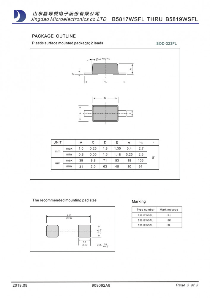 B5819WSFL datasheet page 3