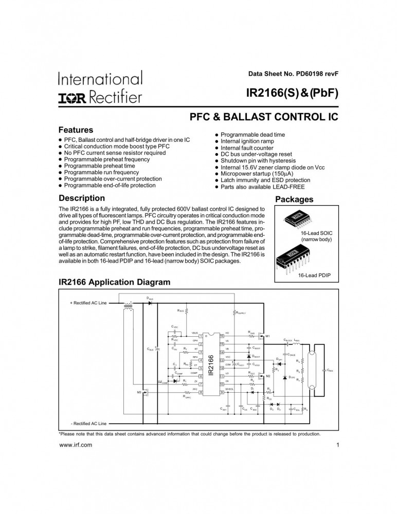 IR2166PBF datasheet page 1