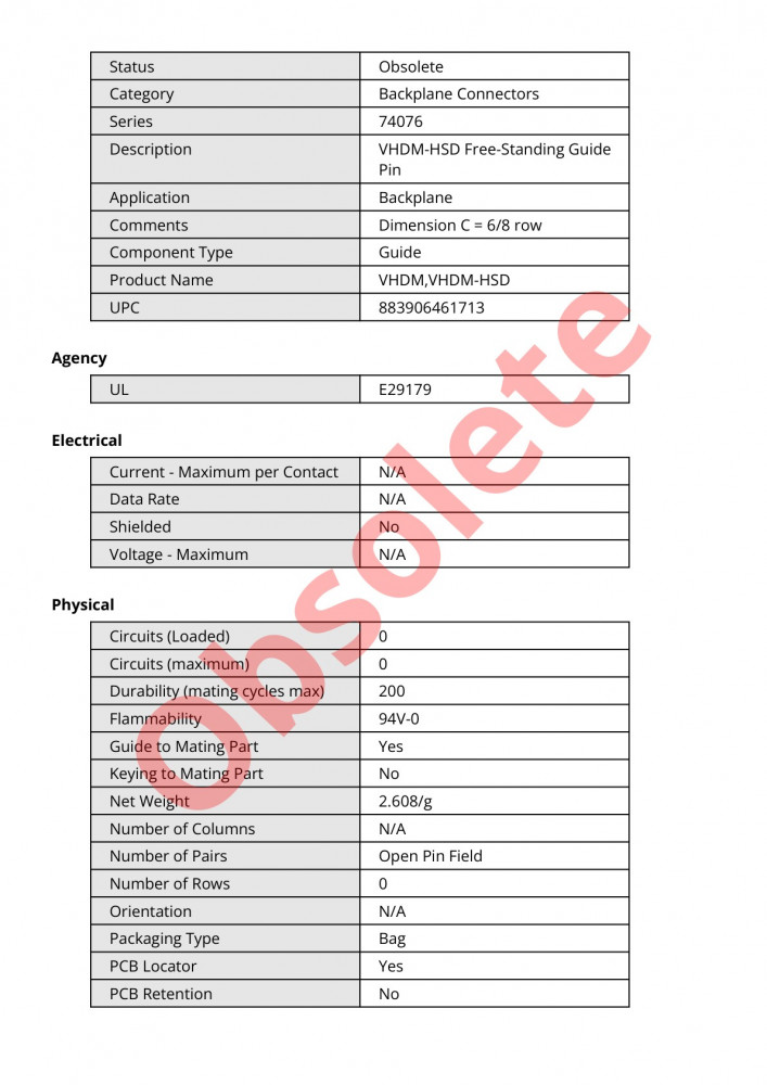 Technical document image 2 for MOLEX 740760005
