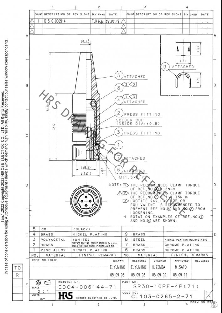 HRS SR30-10PE-4P(71) technical document page
