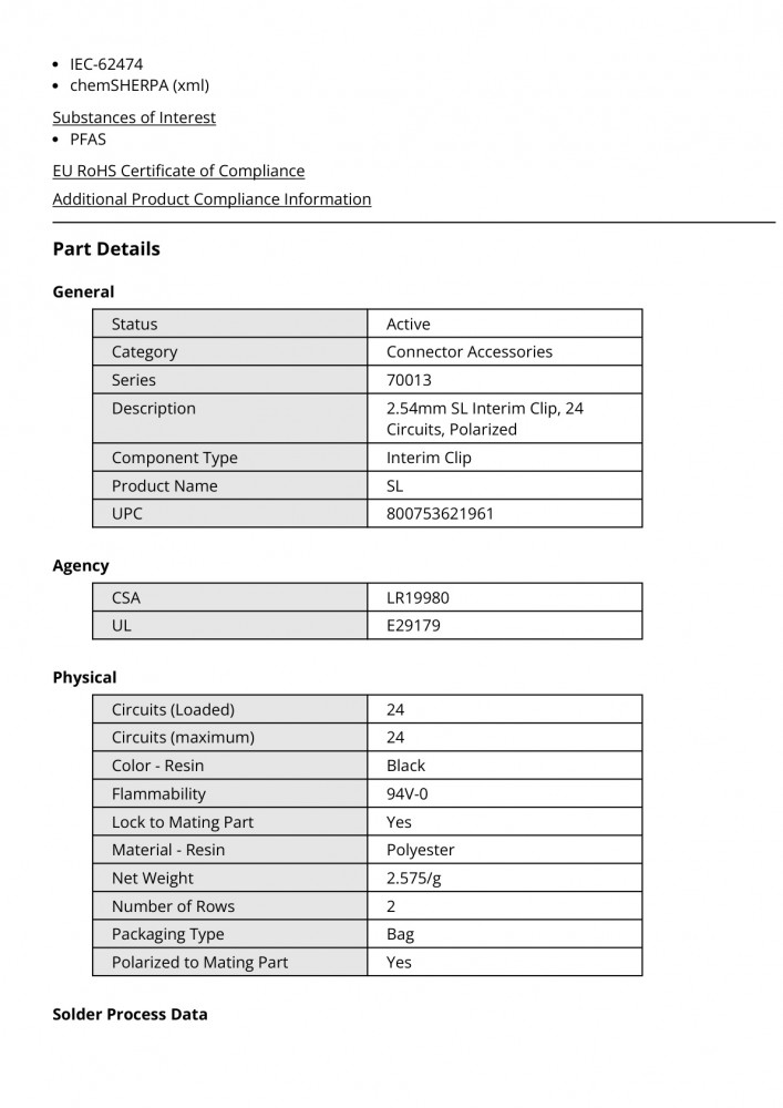 MOLEX SL product specification preview, page 2