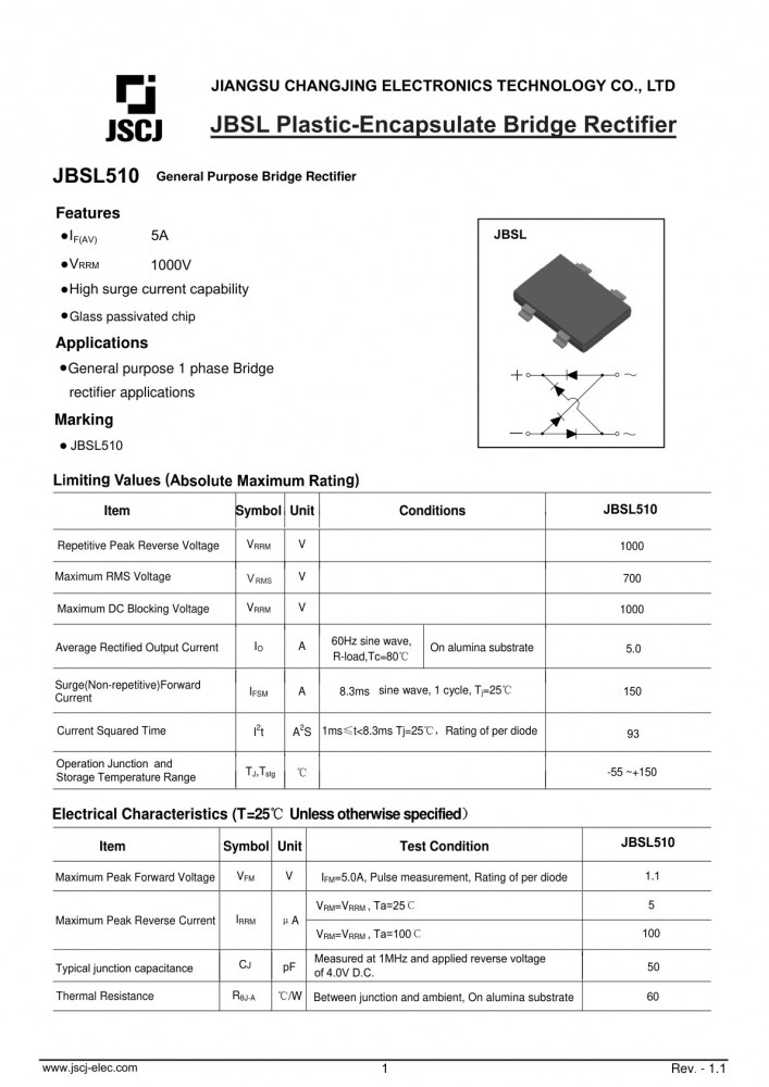 JBSL510 datasheet page 1