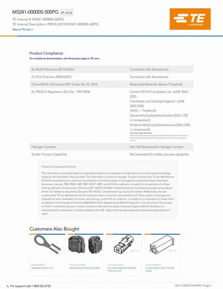 M5241-000005-500PG technical document page 1