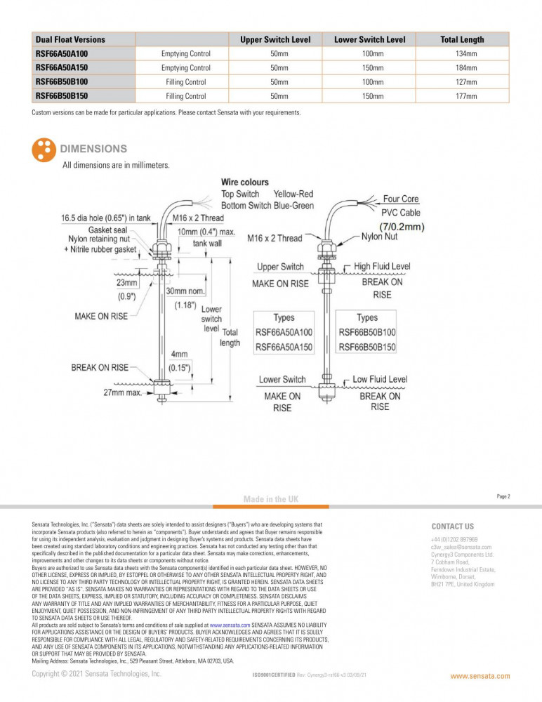 RSF66B series technical document page 2