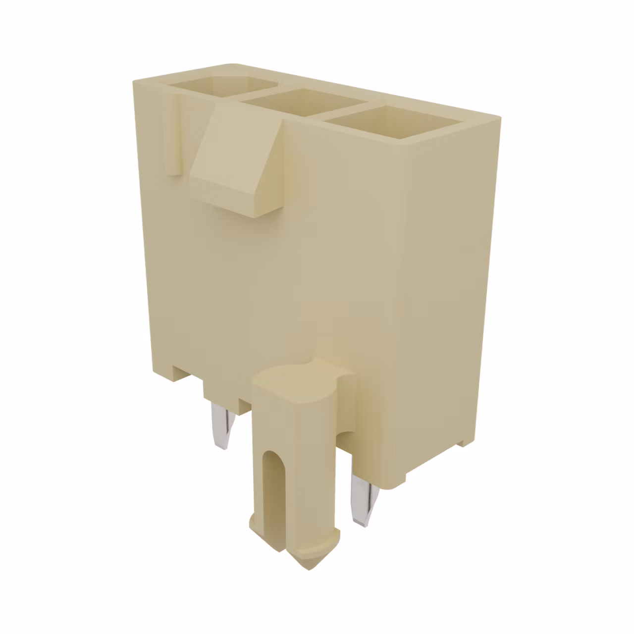 Mini-Fit Jr. Header, 4.20mm Pitch, Single Row, Vertical, 3 Circuits, Nylon 6/6 94V-2, Natural, Matte Tin (Sn) Plating, with Mounting Pegs for sale