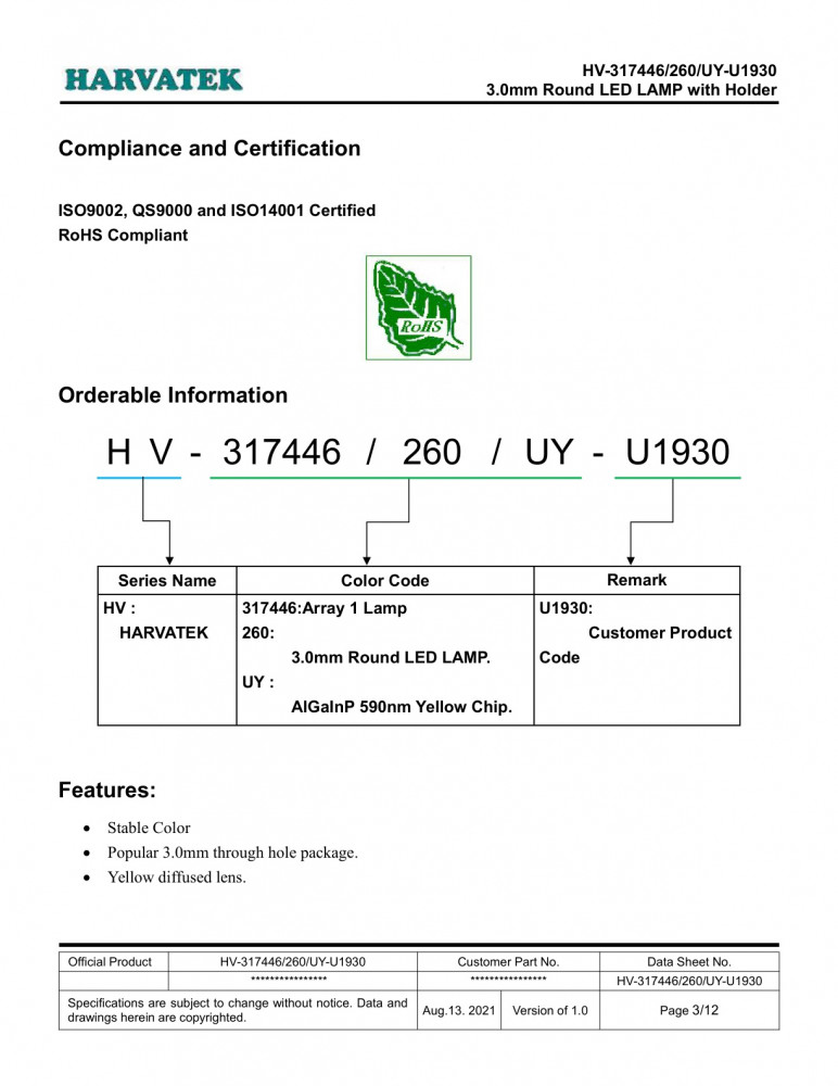 HV-317446-260-UY-U1930 datasheet page 3