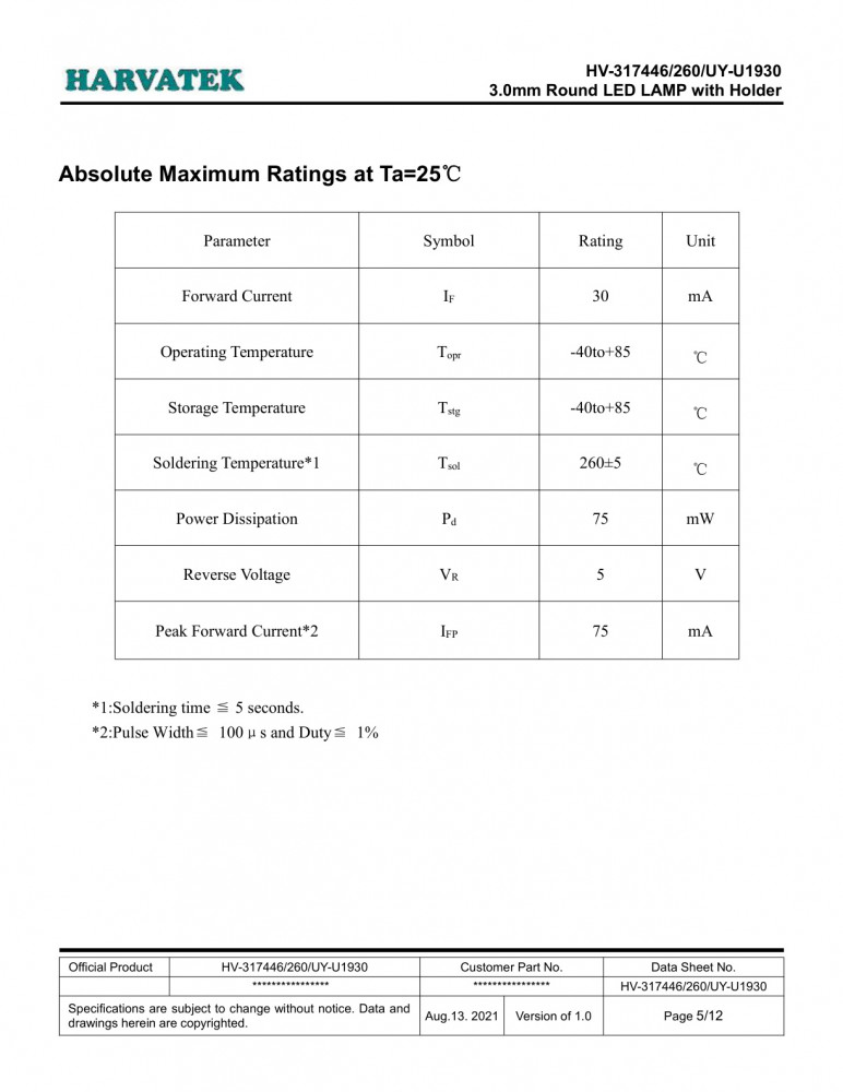HV-317446-260-UY-U1930 datasheet page 5