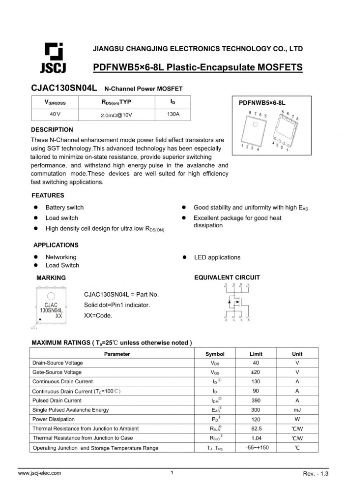CJAC130SN04L datasheet page 1
