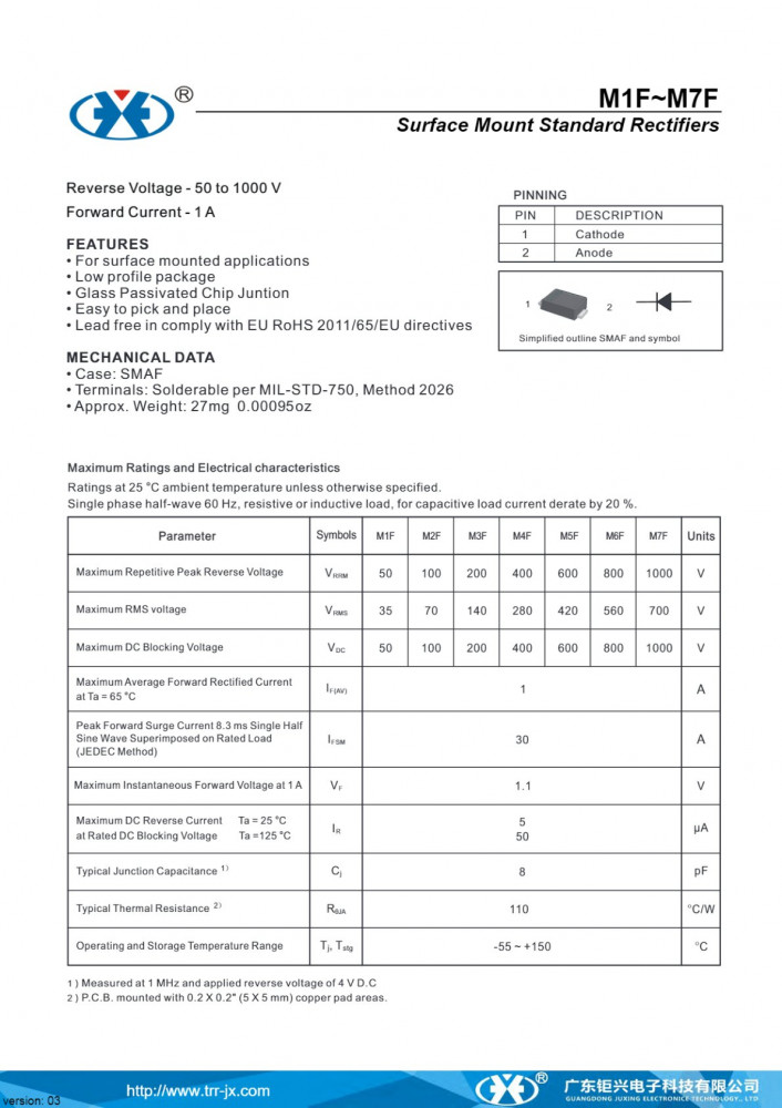 JUXING M7F datasheet page 1
