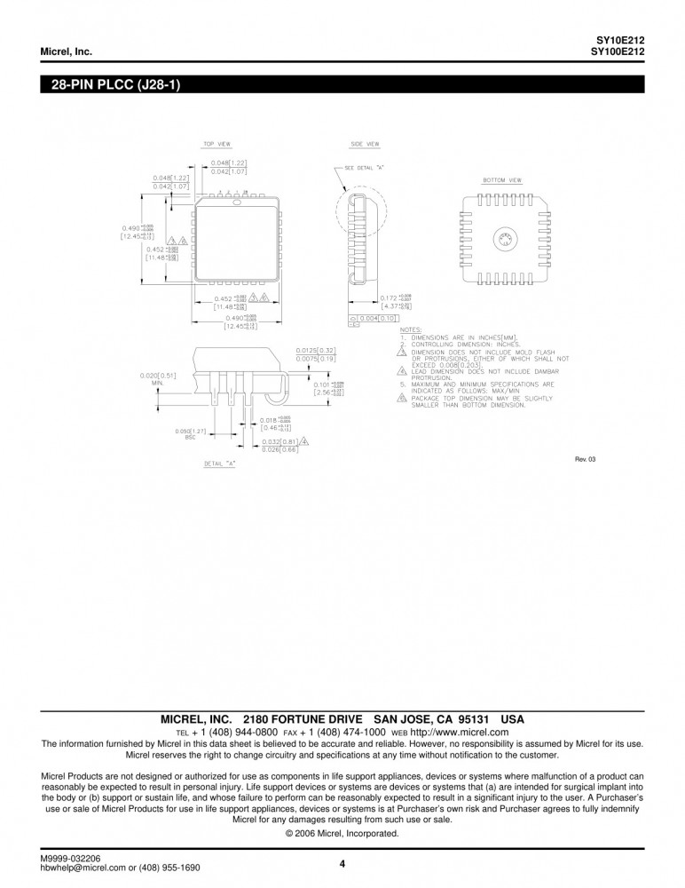 SY10E212JZ datasheet page 4