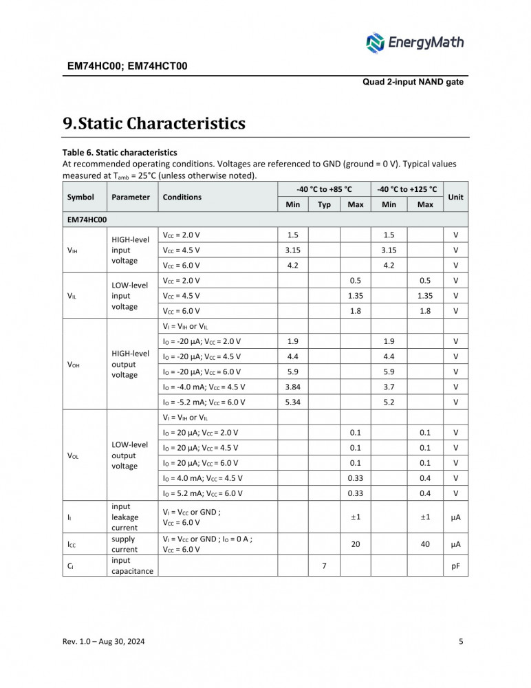 EM74HCT00D datasheet page 5