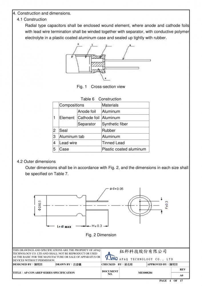 APAQ datasheet page 4