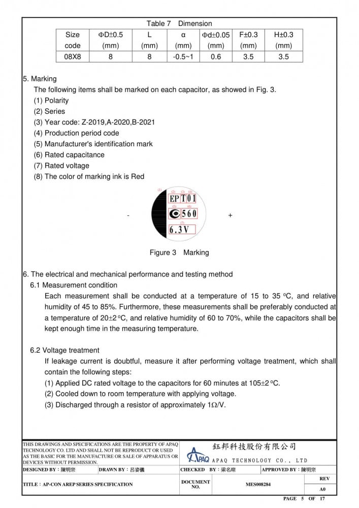 APAQ datasheet page 5