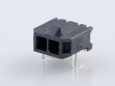 Micro-Fit 3.0 Vertical Header, 3.00mm Pitch, Single Row, 4 Circuits, with PCB Press-fit Metal Retention Clip, 1.52µm Matte Tin Plating, Glow-Wire Capable, Black, Tape and Reel
