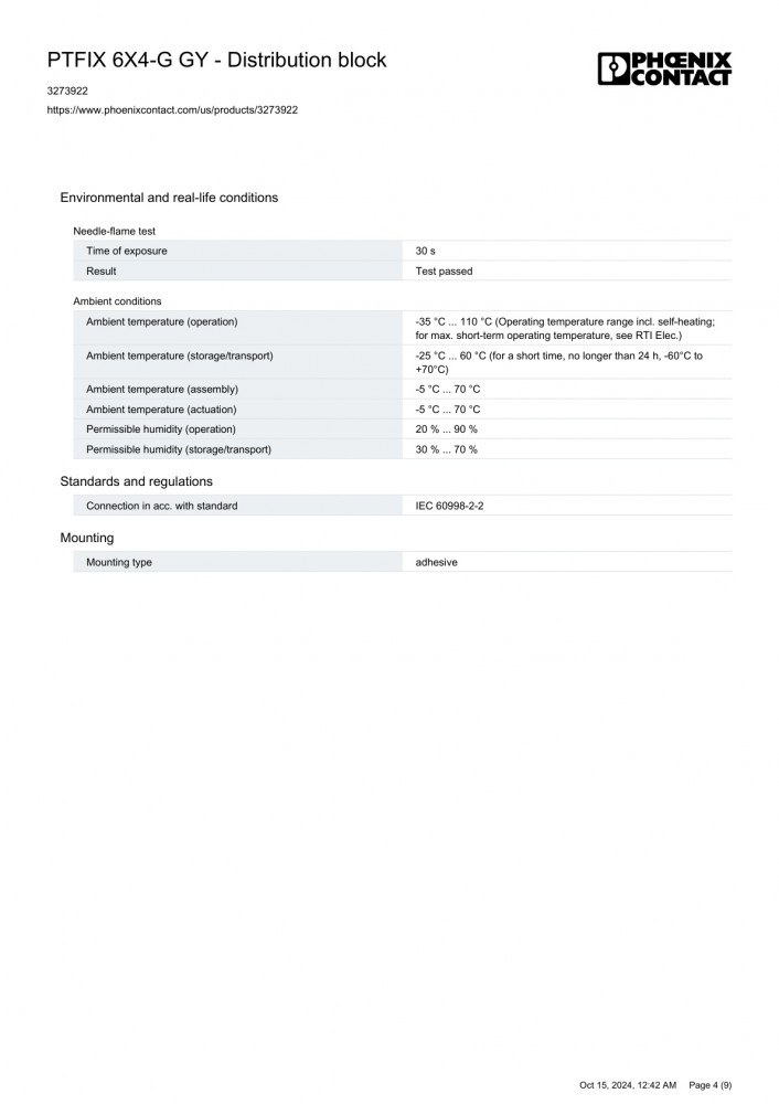 Phoenix Contact 3273922 technical document page 4