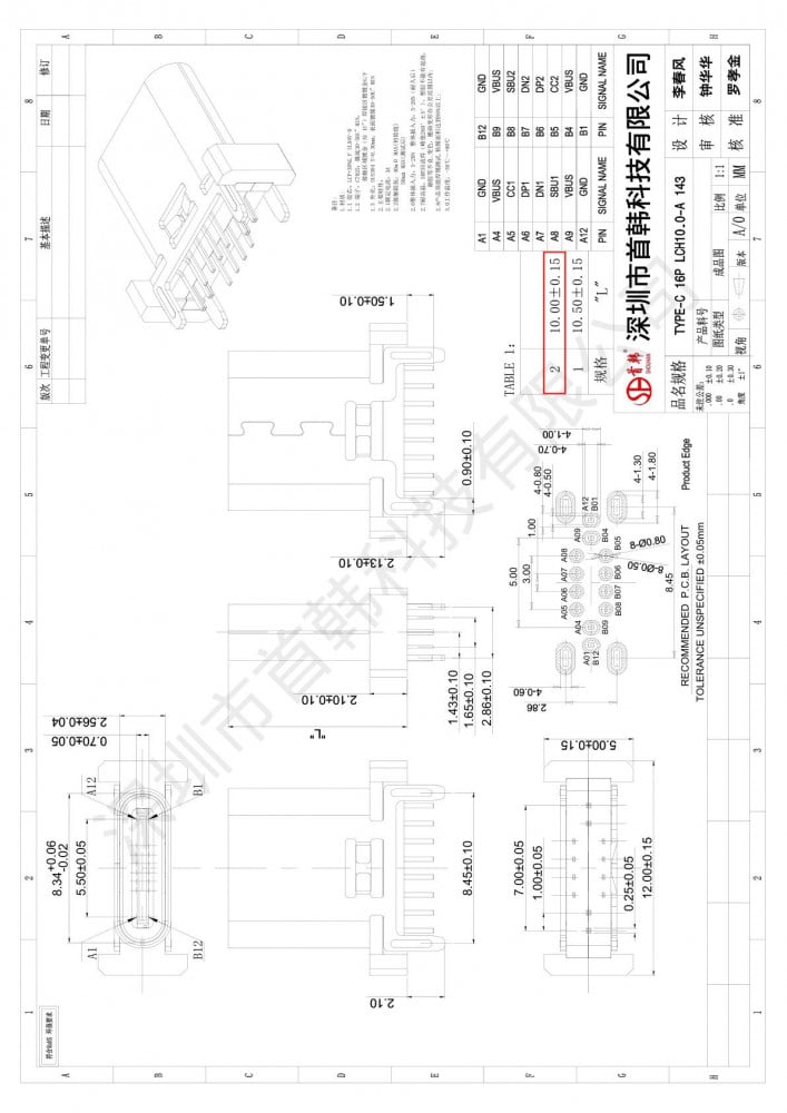 SHOU HAN TYPE-C specification page 1