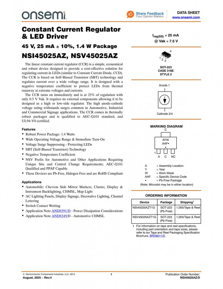NSI45025AZ datasheet page 1