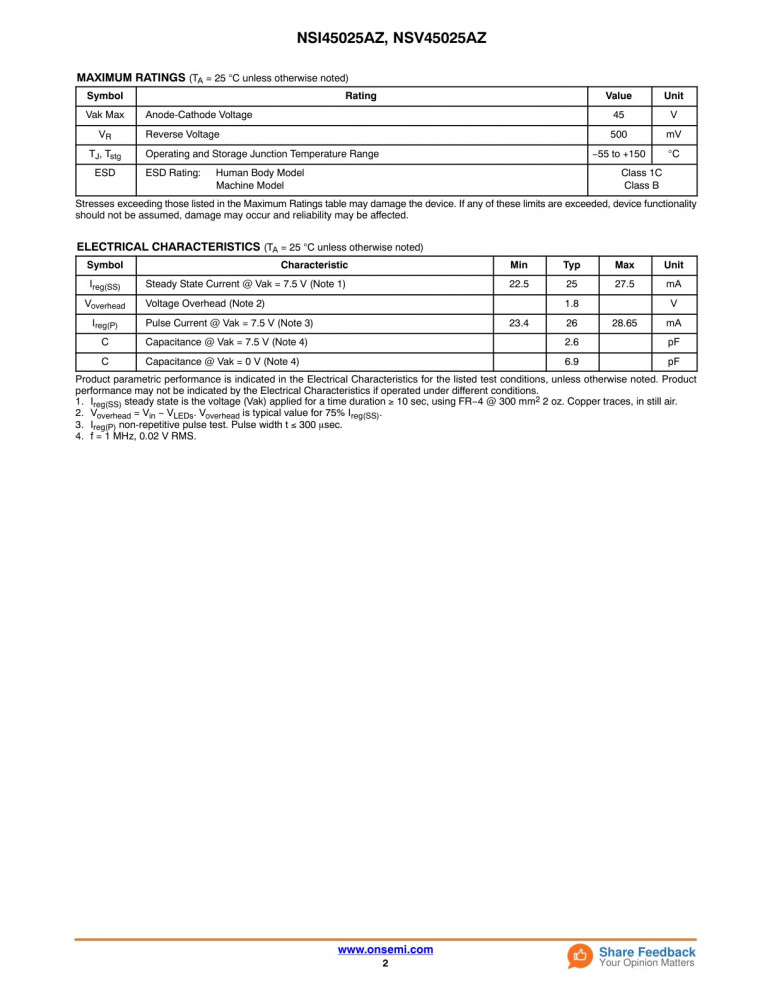 NSI45025AZ datasheet page 2