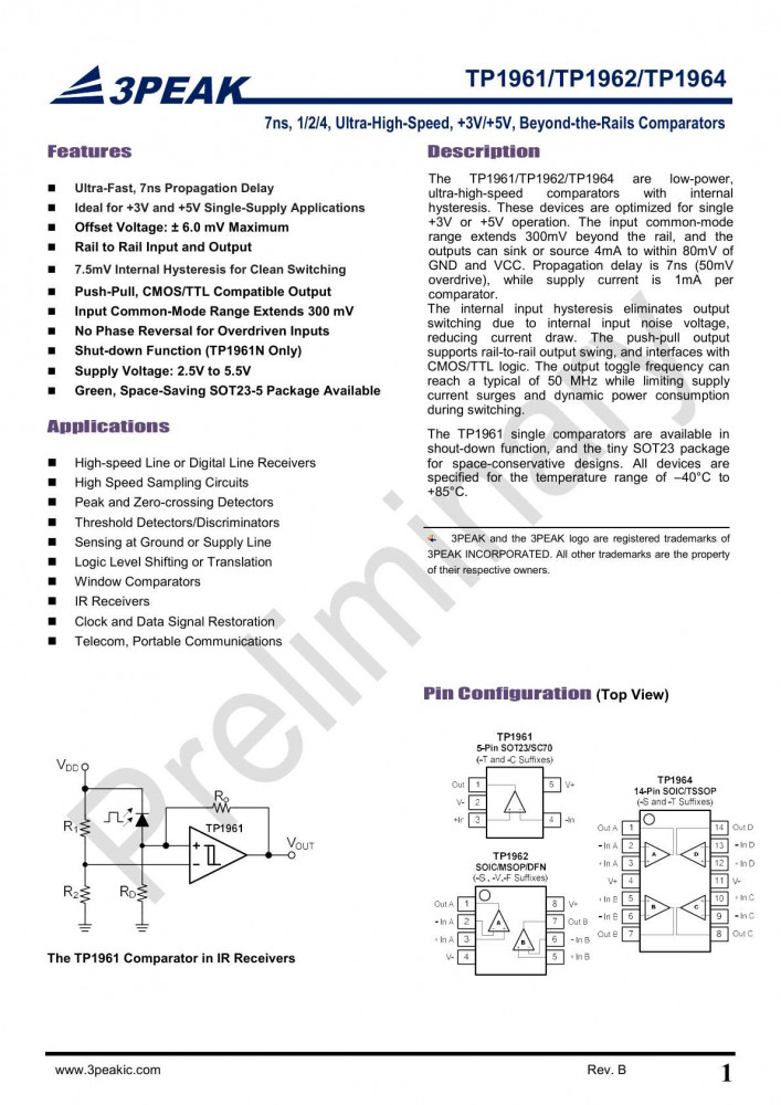 TP1962-SR datasheet page 1