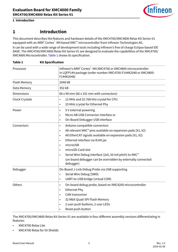 XMC4700 XMC4800 Relax Kit documentation page 3