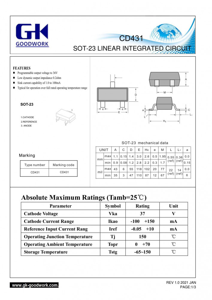 GOODWORK CD431 datasheet page 1