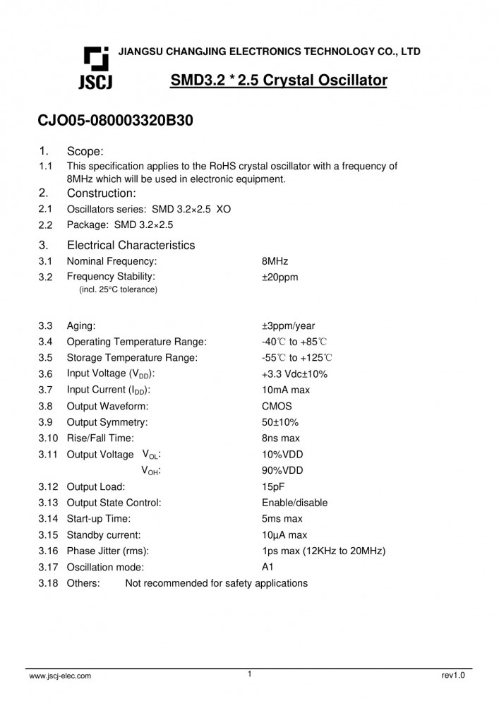 CJO05-080003320B30 datasheet page 2