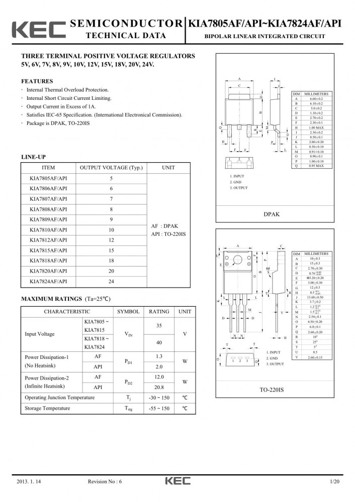 KEC KIA7807 datasheet page 1
