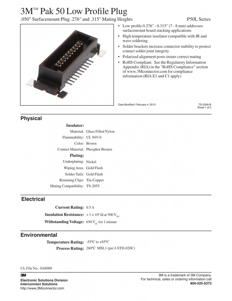 3M P50L-100P-AS-DA technical datasheet page 1