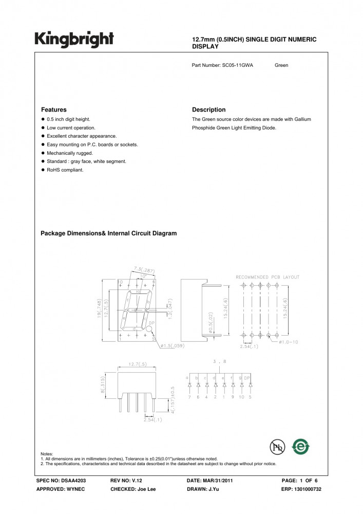 SC05-11GWA datasheet page 1