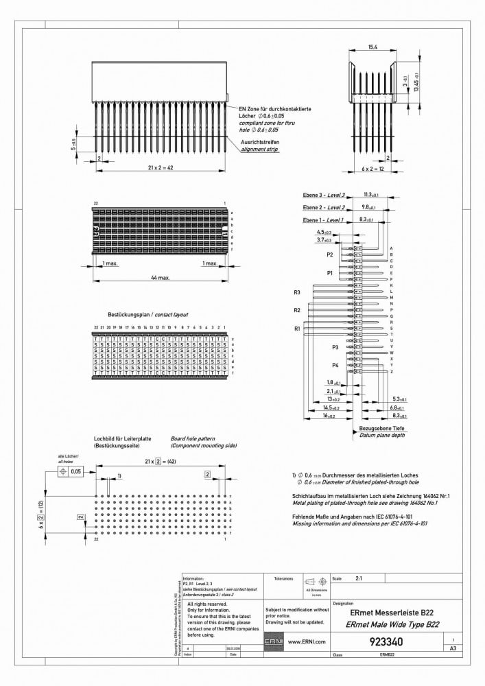 TE Connectivity ERNI 923340 technical drawing